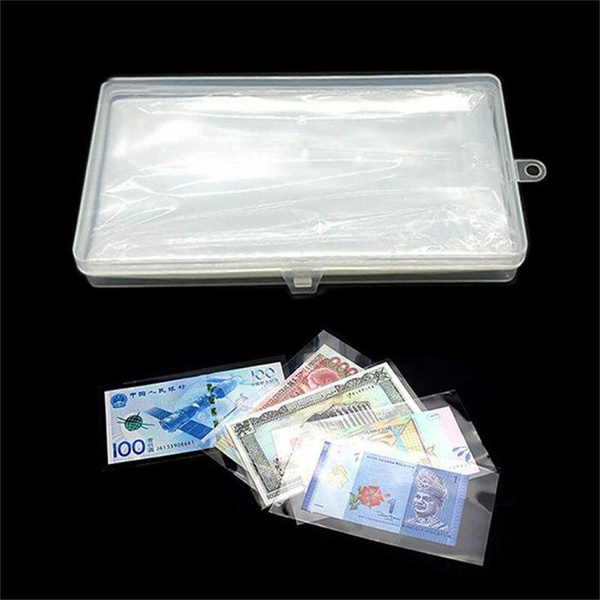 100Pcs/box Banknotes Holder Coin Album Storage Bag Box Photocards PVC ...