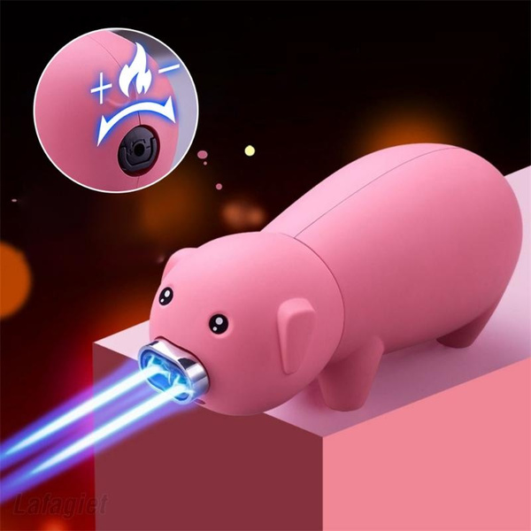 Creative Cute Pig Jet Flame Lighter Torch Butane Gas Lighter Hot ...