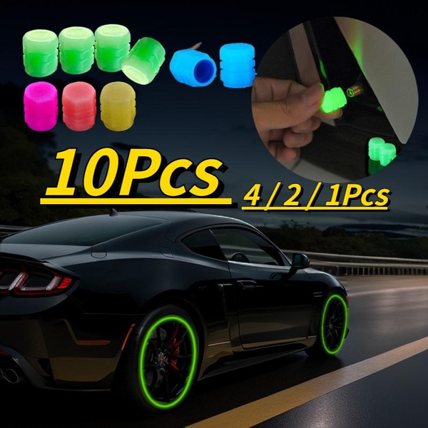 10Pcs 4 / 2 / 1 Pcs Luminous Valve Caps Fluorescent Green Blue Night ...