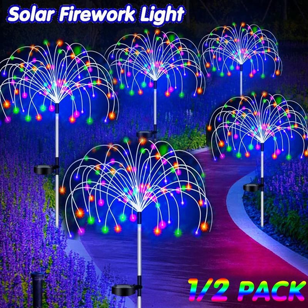 1/2 Pack Solar Firework LED Stake Lights Outdoor Garden Decor Pathway ...