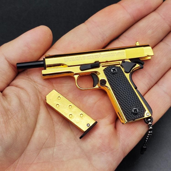1:3 gold-plated 1911 full metal gun model toy key chain pendant gift | Wish