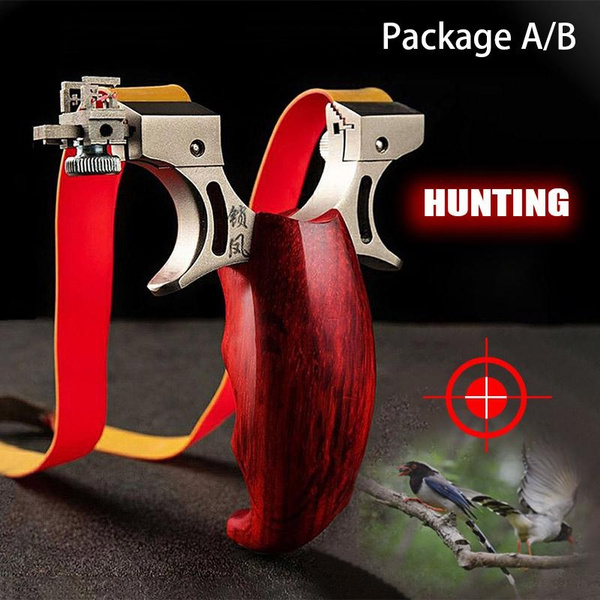 Hunting Slingshot Stainless Steel Slingshot + Wooden Handle with ...