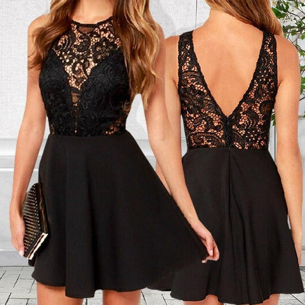 Women Casual Backless Lace Short Mini Party Dress | Wish