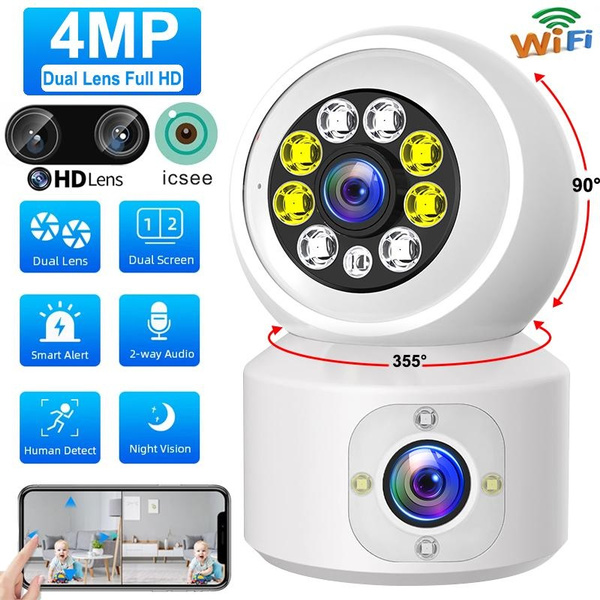 4MP 2K Dual-Lens WiFi Camera Home Security Indoor Surveillance Camera ...