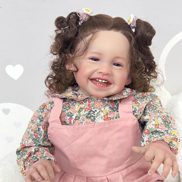 24inch Toddler Doll Happy Baby with Rooted Long Hair Lifelike 6month ...