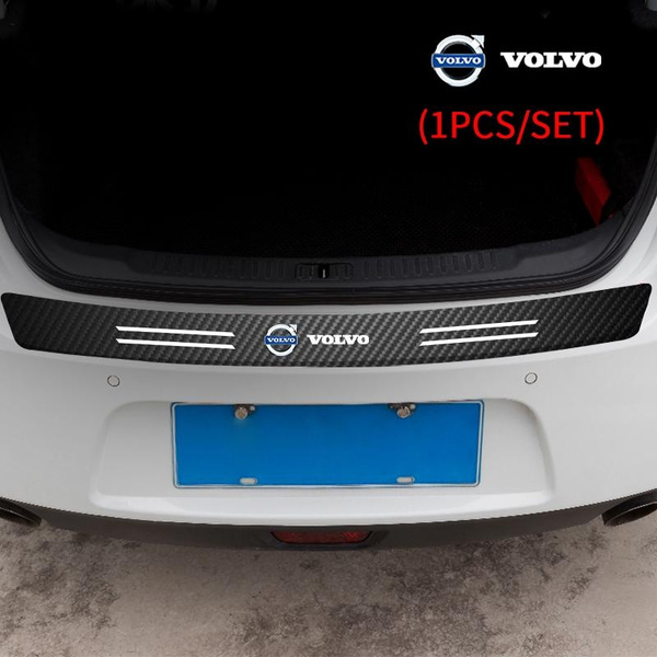 Car Logo Rear Bumper Trim Protect Strip Waterproof Sticker Carbon Fiber ...
