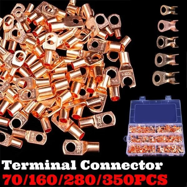 70/160/280/350PCS 10A-50A Open Crimp Ring Connector OT Cable Electrical ...