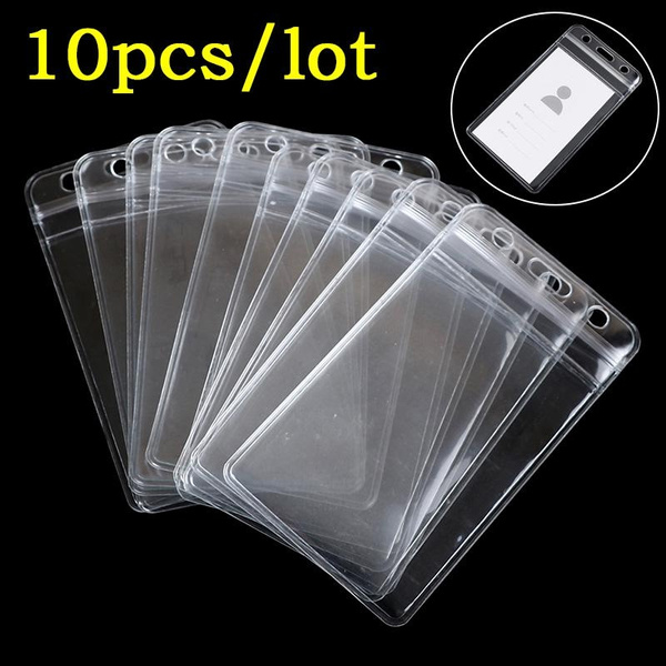 10Pcs/lot Vertical Transparent Vinyl Plastic Clears ID Card Bag Case ...