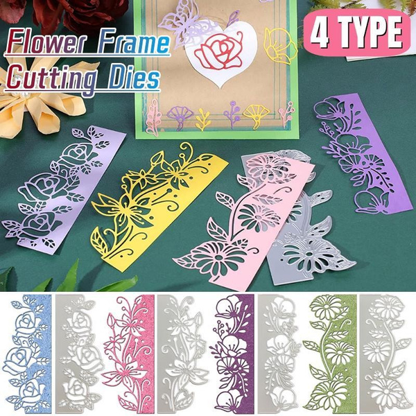4 Types Flower Frame Metal Cutting Dies Embossing Stencils Template ...