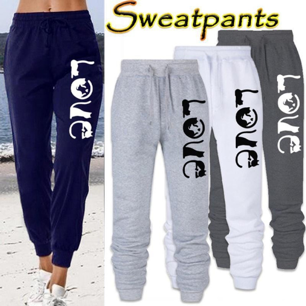 New Heartbeat Love Printed Sweatpants for Women Comfort Soft Cotton ...