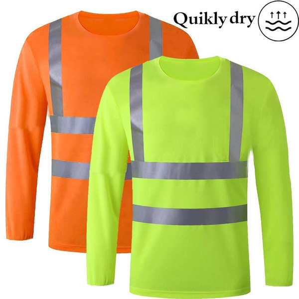 High Vis Reflective Long Sleeve Safety Mesh Quick Dry Shirts High ...