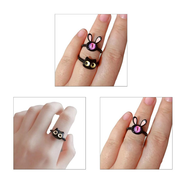 Little Monster Rings Cute Cat Rings for Women Men Simple Anime Design ...