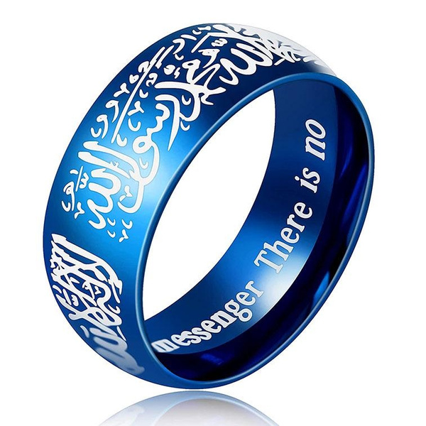 Muslim Mohammad Arabic Letter Shahada Rings Gold Color Stainless Steel ...