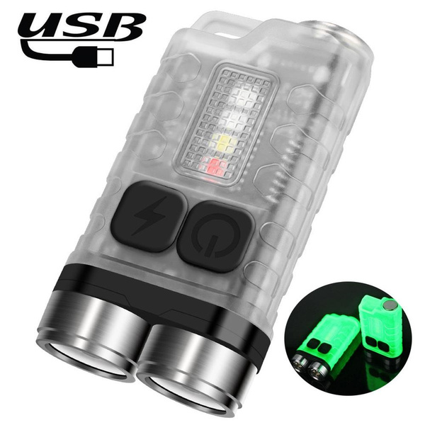 Mini Keychain Flashlight USB-C Rechargeable EDC Flashlight with White ...