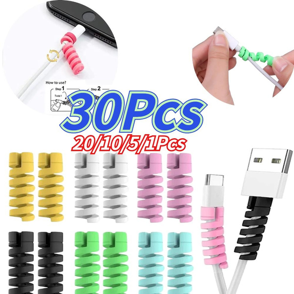 30Pcs 20/10/5/1pcs Data Cable Spiral Silicone Protective Cover Is ...