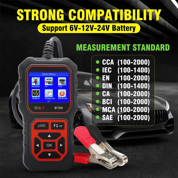 12V Car Battery Tester, Automotive 100-2000 CCA Digital Battery Load ...