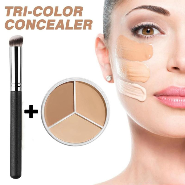 3-Color Concealer Palette Cream Texture Covers Acne Marks Dark Circles ...