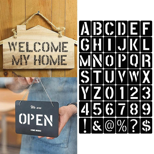 Letter Stencils Symbol Numbers Craft Stencils, 42 Pcs Reusable Alphabet ...