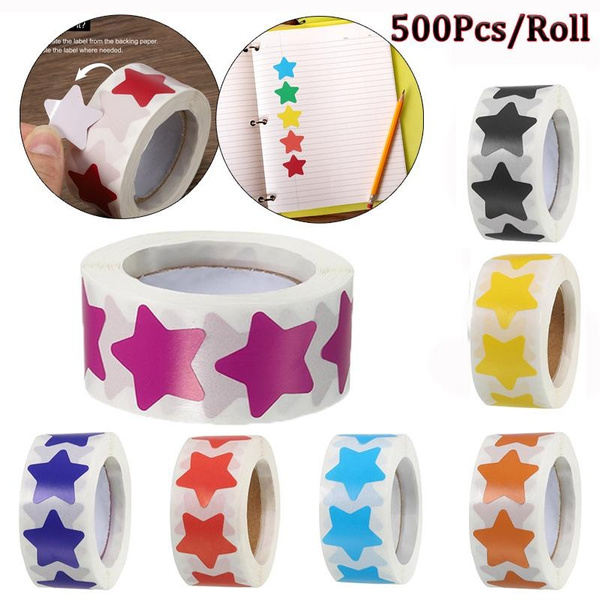500Pcs/Roll Star Stickers Self-Adhesive Star Stickers Colors Reward ...
