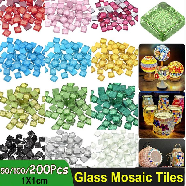 200pcs/100pcs/50pcs Colorful Glass Tiles 1cm Square Craft Materials for ...