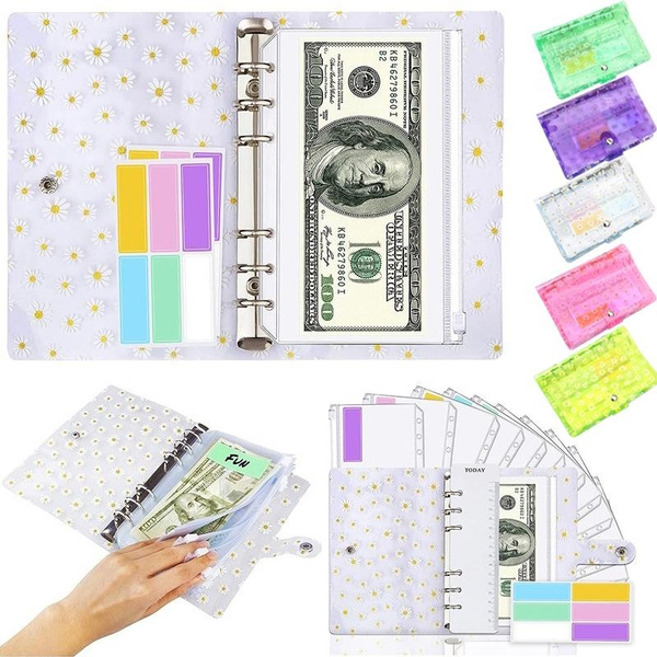 15 Pieces A6 Daisy PVC Binder Cover Budget Planner and 12 Clear Binder ...