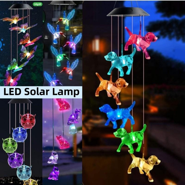 LED Color Changing Solar Wind Chime Light Waterproof Outdoor Wind Chime ...