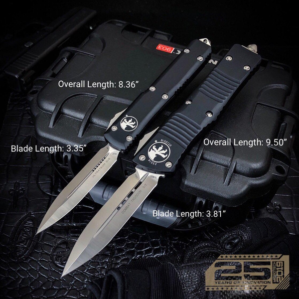 Microtech 142-5 Combat Troodon AUTO OTF Knife 3.75" Satin Combo Double ...
