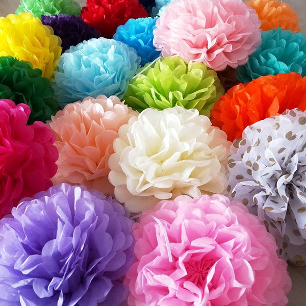 5pcs 15/20/25/30/35cm Party Decorative Paper Flower Ball Tissue Pom Pom ...