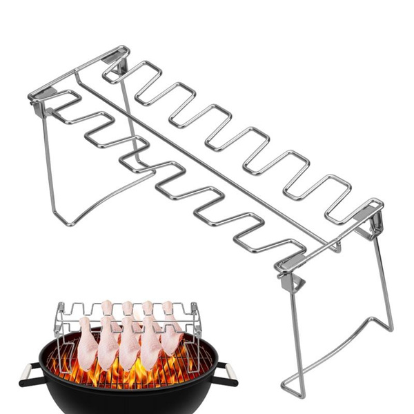 14 Slots Stainless Steel BBQ Grill Rack Barbecue Roaster Stand for Beef ...