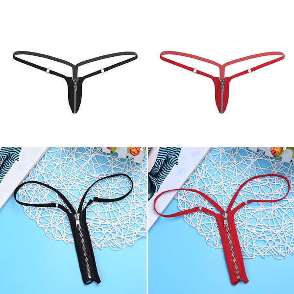 Women Sexy Micro Mini Thongs G-Strings T-Back Bikini Zipper Panties ...