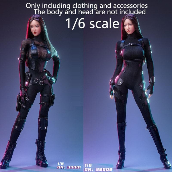 1Pcs 1/6 Scale 3S001/3S002 Combat Stealth Black Tights Clothes Suit Leather Jacket Toys For 12 ...