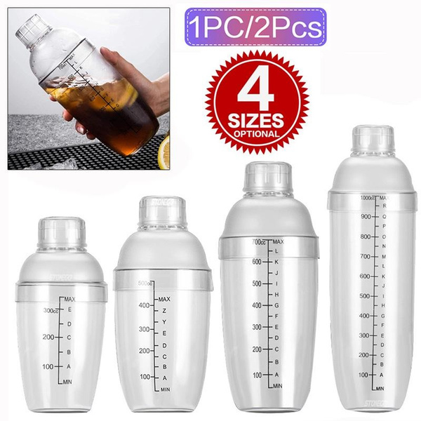 1PC/2Pcs High Quality Clear Plastic Cocktail Shaker Drink Shaker Milk ...