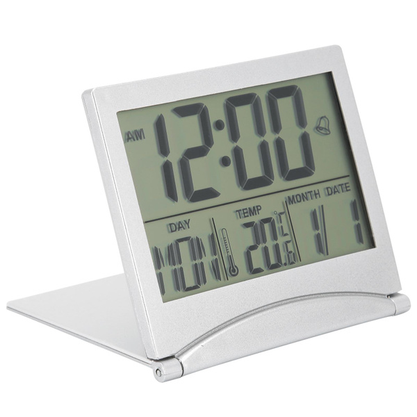 Electronic Compact Desk Alarm Clock Foldable Calendar Temperature Timer ...