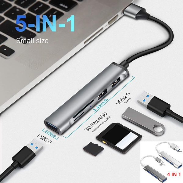 4 in 1/5 in 1 Type C HUB High Speed USB 3.0 HUB Splitter Card Reader ...