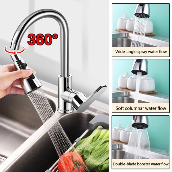 1PC 3 In1 Flexible Kitchen Faucet 360° Rotate Replaceable Water Tap ...