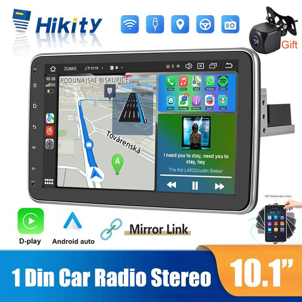 Hikity 1 Din Android Gps Car Stereo Radio 10 1 Hd 1080p 180 Rotating