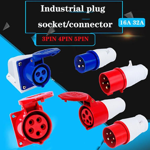 16A/32A Industrial Plug Waterproof Aviation Socket Wall Mount Socket ...