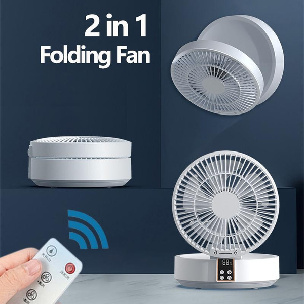 USB Portable Electric Fan Wireless Wall Mounted Air Cooler with LED ...