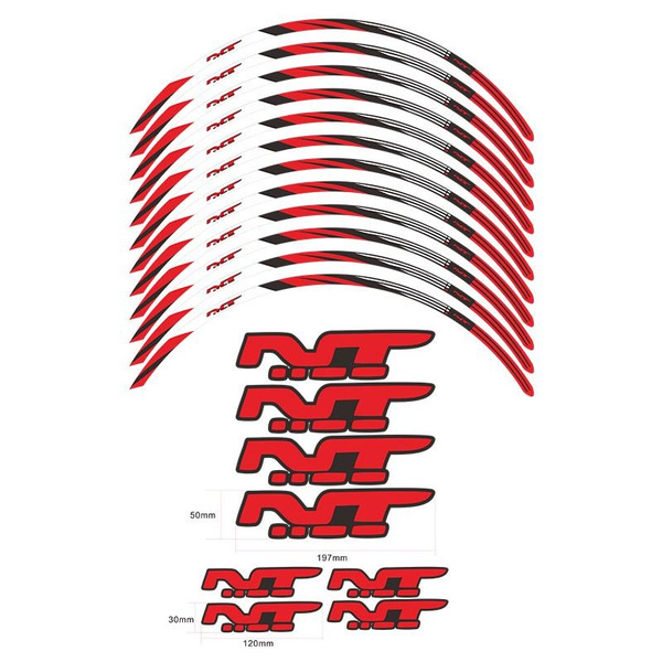 Motorcycle Wheel Sticker Waterproof Rim Stripe 17 Inches Motorbike Hub ...