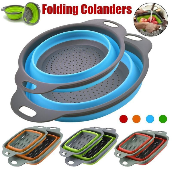 Silicone Folding Vegetable Basket Foldable Colander Kitchen Washing ...