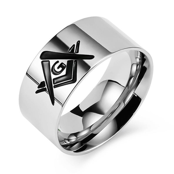 Highly Polished Titanium Steel Simple Style Plain Freemasons Masonic ...