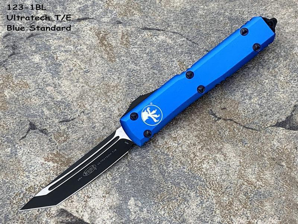 Microtech UTX-85 OTF Automatic Knife, Blue 6061-T6 Aluminum, 3.48 ...