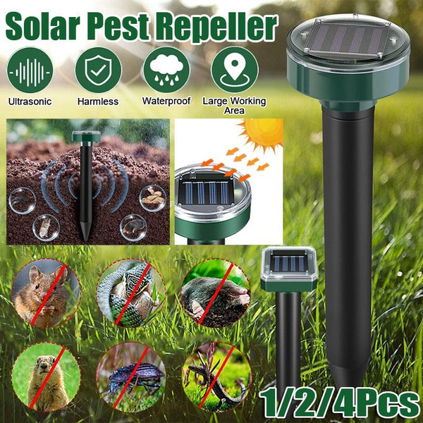 1/2/4Pcs Solar Mole Repellent, Solar Power Ultrasonic Sonic Mouse ...