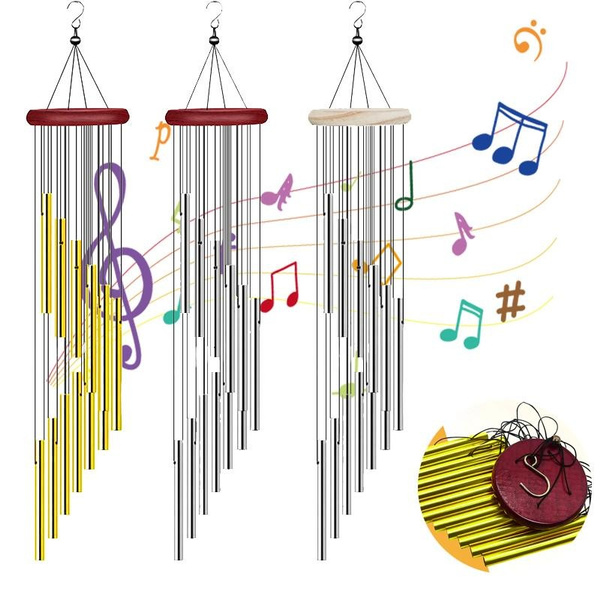 1pc Solid Wood Rotating Wind Chime, Personalized 12 Tones With S Hook ...