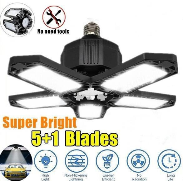 5 Blades LED Garage Light E27/E26 Garage Ceiling Light Adjustable LED ...