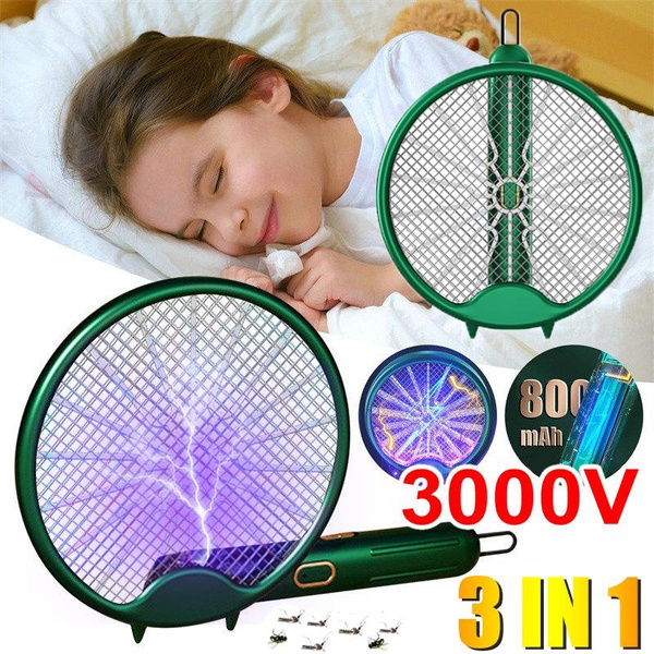 Fly Swatter Electric Racket Rechargeable Bug Zapper Racket Portable ...