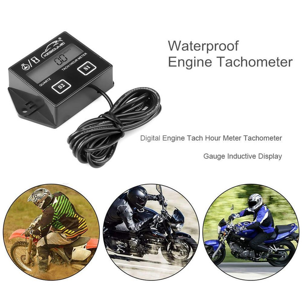 LCD Display Digital Engine Tach Hour Meter Waterproof Tachometer, Gauge ...