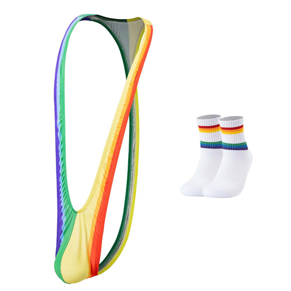 Rainbow Underwear Mankini Sexy Bodysuit Mens G-string Men Elastic One ...