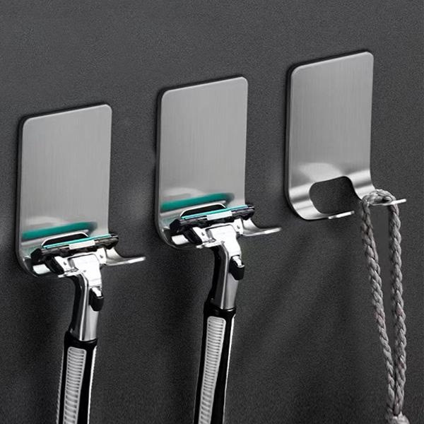 Stainless Steel Razor Holder Free Punching Hanging Bathroom Razor Hook ...