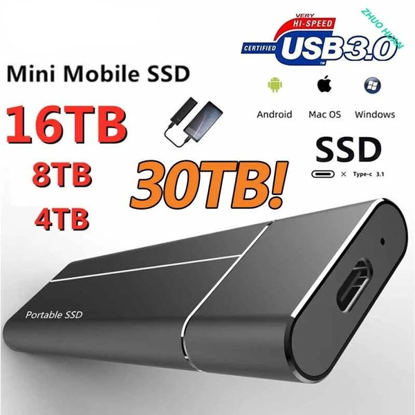 New Portable SSD 1TB External Solid State Hard Drive Mass Capacity ...